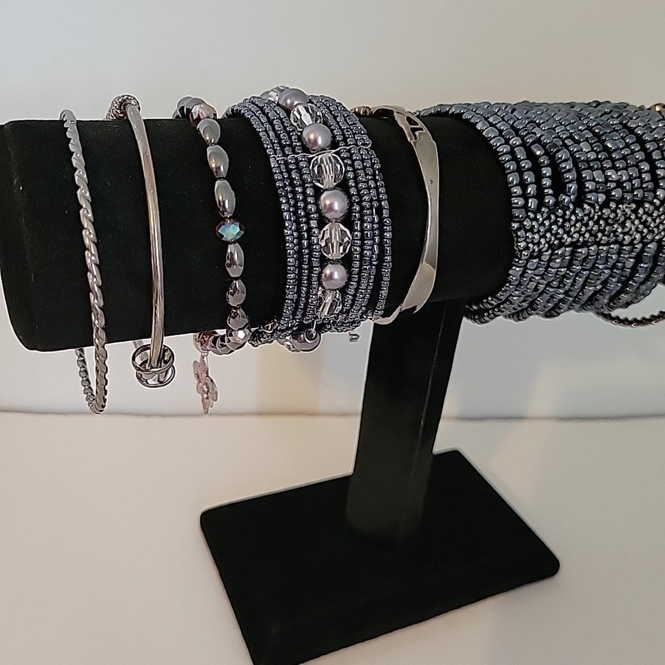 Vintage to Modern Dark Gray Gun Metal Tone Jewelry Bracelet Lot Of 8 ...