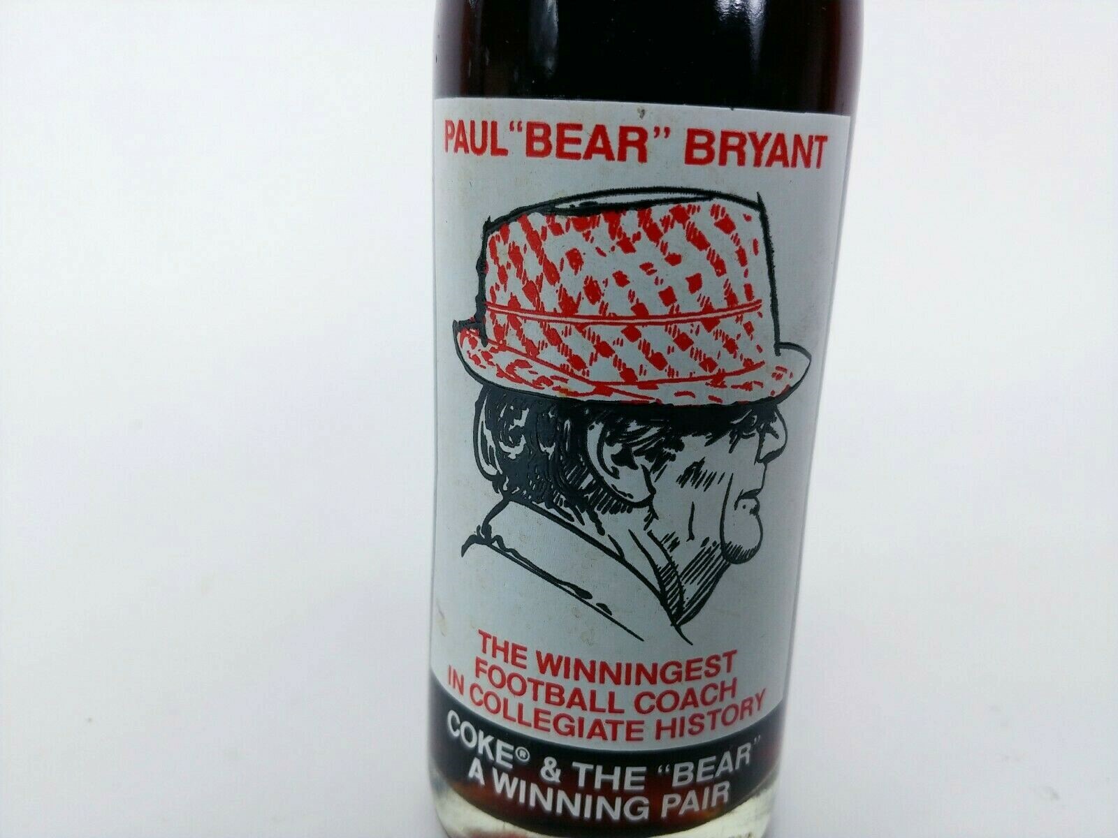 ALABAMA CRIMSON TIDE PAUL BEAR BRYANT COCA COLA COKE 10 oz BOTTLE VTG ...