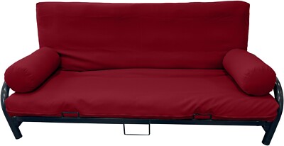 3 PCS Set Full Size Futon Mattress Cover, Bolsters, Bed Slipcovers Red ...