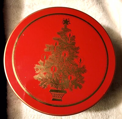 Set Of Six 4” Round Red Coasters With Gold Christmas Trees Design | eBay