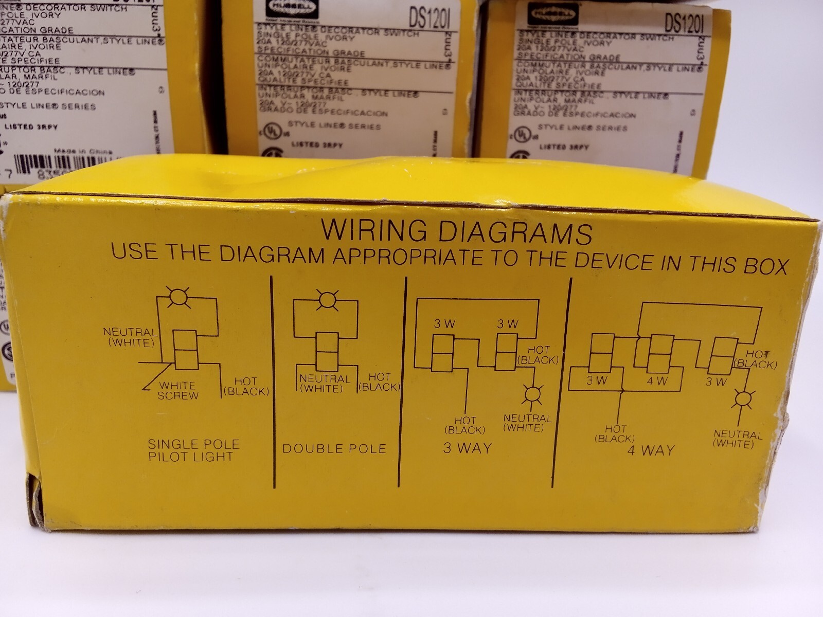 19 Hubbell Style Line Decorator Switch Single Pole Ivory 20A 120/277VAC ...