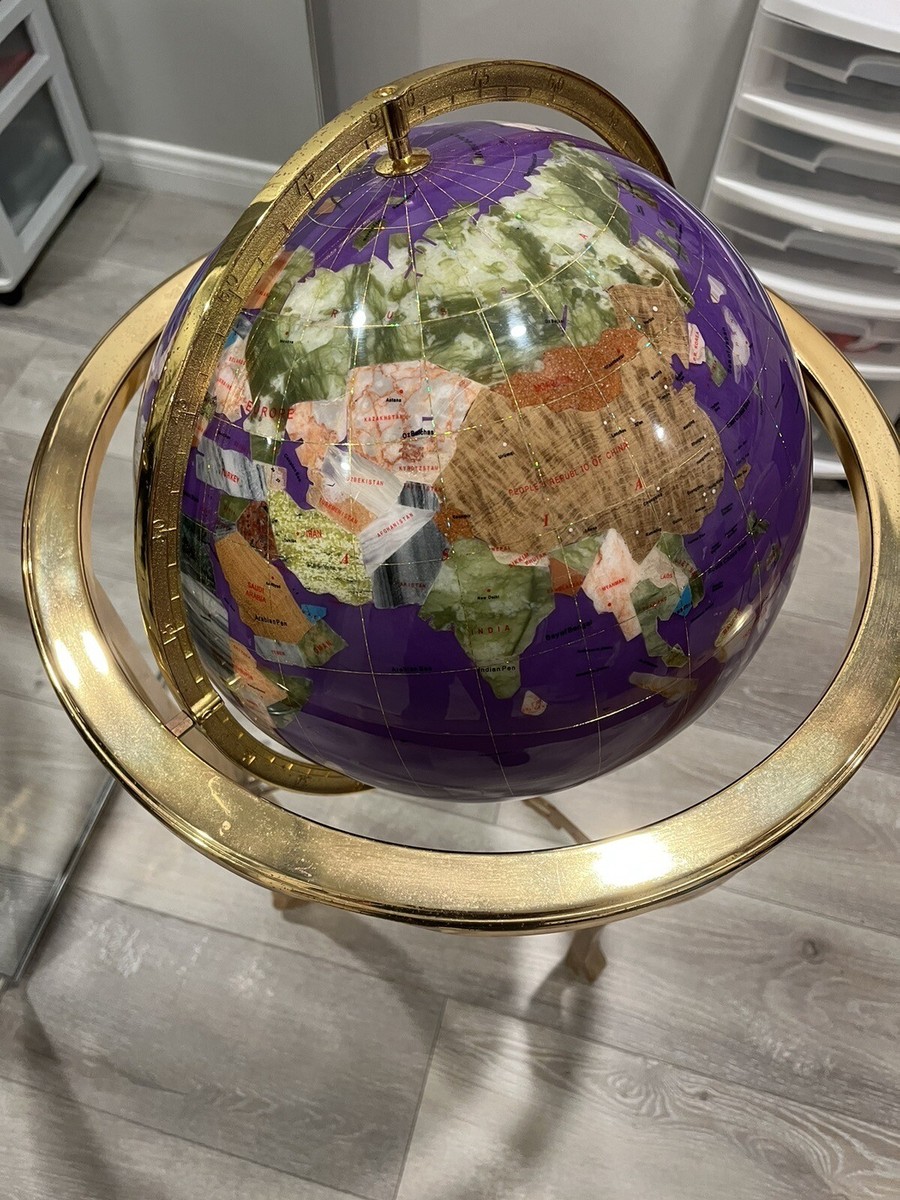 Amberlite Ocean Globe Unique Art Amberlite Gemstone World Globe - 36 ...