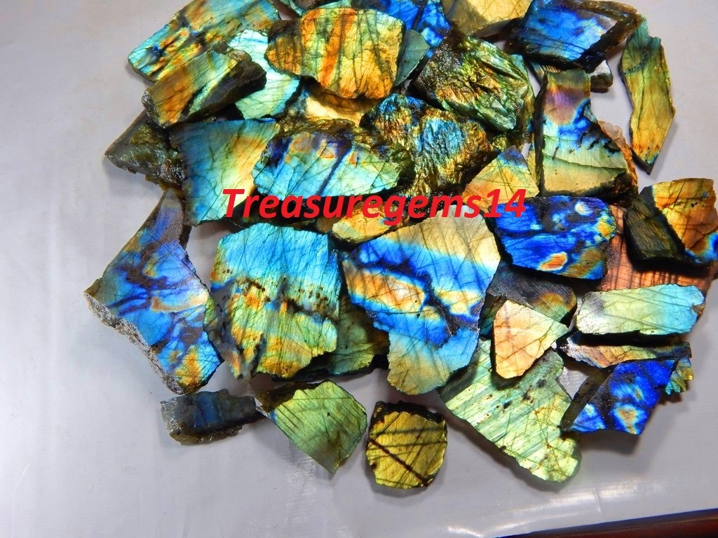 1260 CT NATURAL MULTI FIRE LABRADORITE SPECTROLITE ROCK ROUGH TILE SLAB ...
