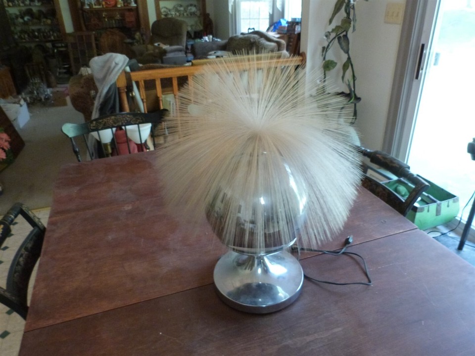 VINTAGE Chrome Sunburst 4000 FiberOptic Rotating Lamp Changing Colors ...