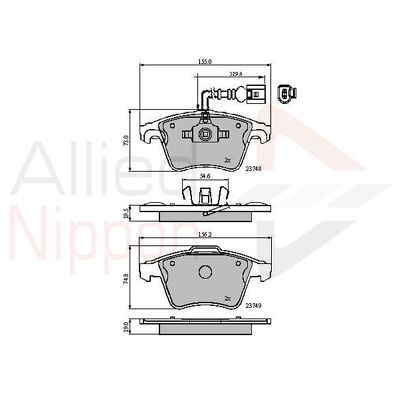 Brake Pads Set Front ADB11311 Allied Nippon 7H0698151 7H0698151A ...