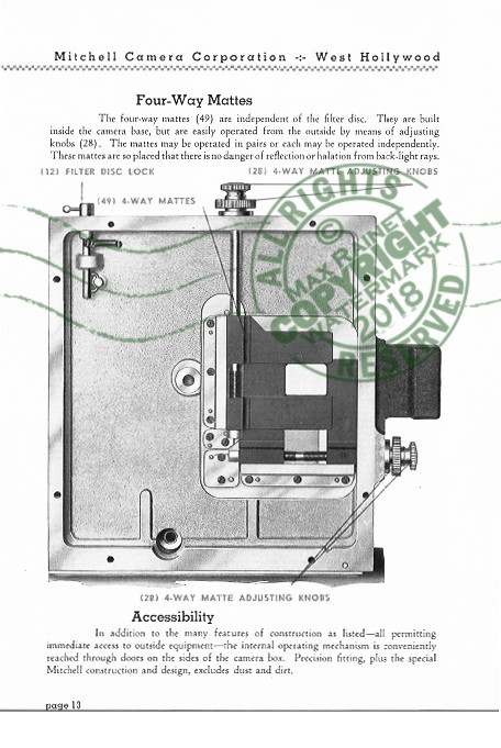 Mitchell Motion Picture Camera CATALOG (1934) 35mm Equipment Features ...