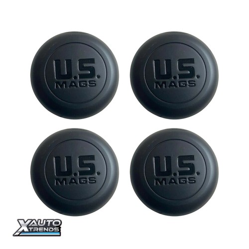 4 x US Mags O-Ring Wheel Center Cap Matte Black w/ Gloss Black Logo ...