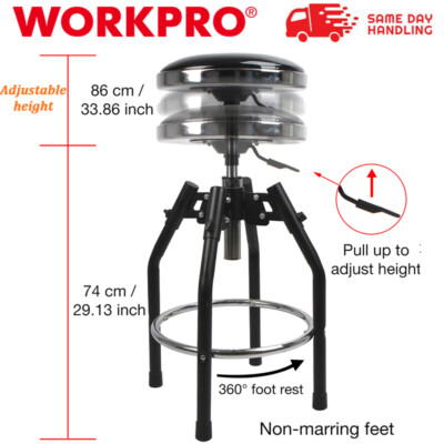 WORKPRO Swivel Bar Stool 360 Degree Work Seat Hydraulic Adjustable Shop ...