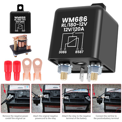 12V 120Amp 4Pin Heavy Duty ON/OFF Switch Split Charge Relay For Auto ...