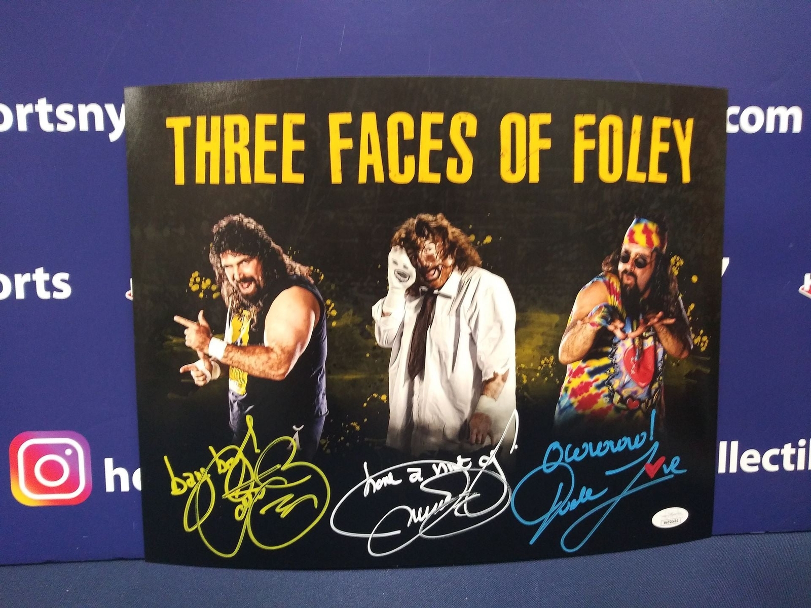 MICK FOLEY - 3 FACES OF FOLEY TRIPLE & INSCRIBED SIGNED 11X14 MANKIND ...
