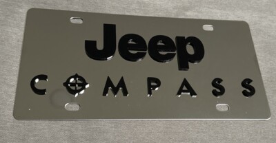 JEEP COMPASS Silver Mirror Stainless Steel License Plate 3D Raised Logo ...