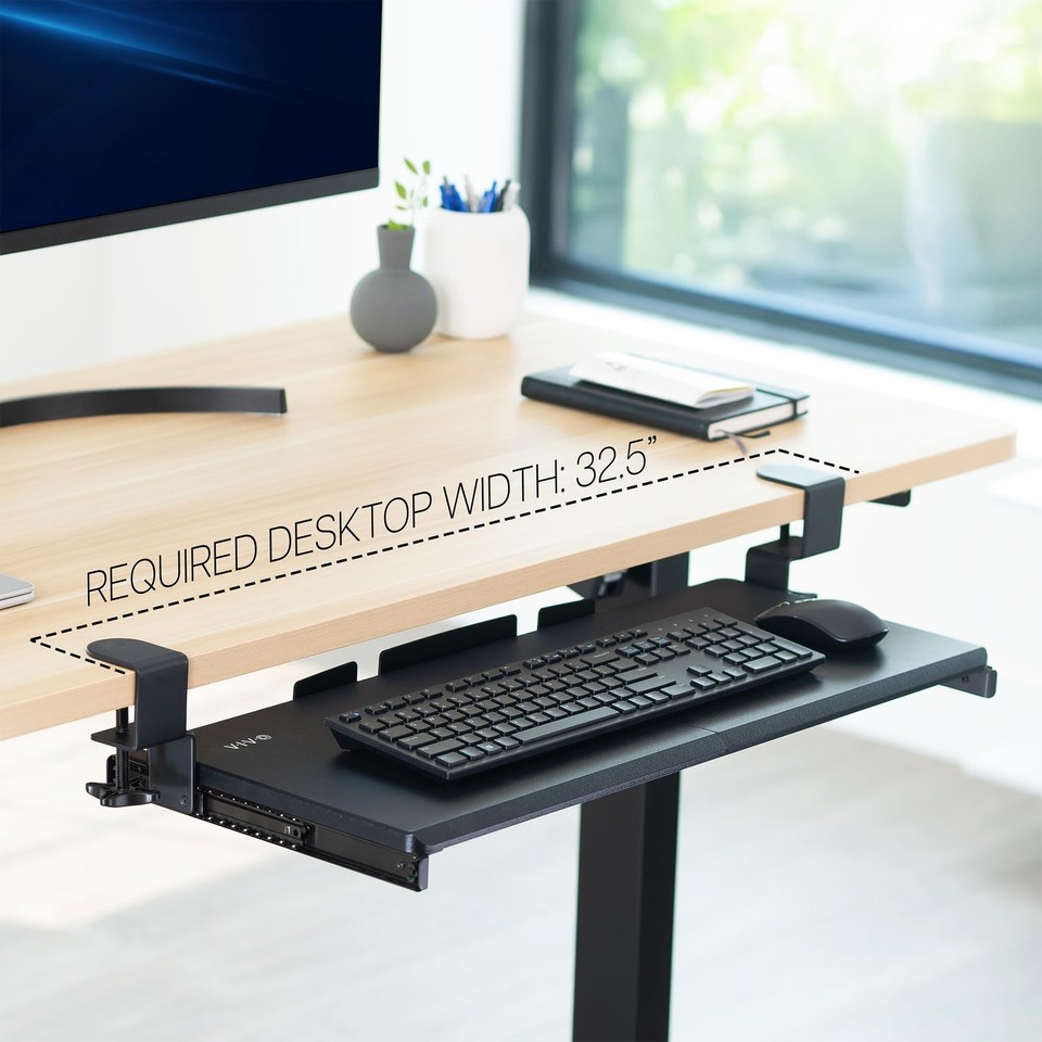 Vivo Large Keyboard Tray Under Desk Pull Out with Extra Sturdy C Clamp ...