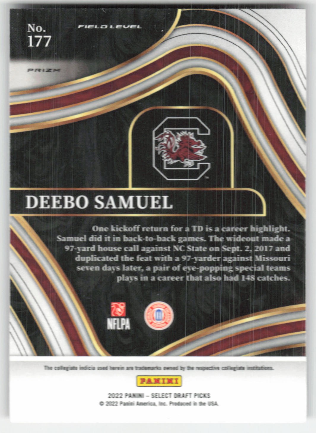 2022 Panini Select Draft Picks - Field Level Deebo Samuel #177 Red ...