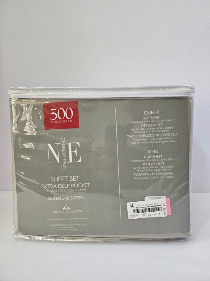 Noble Excellence 500-Thread-Count 100% Egyptian Cotton 4p Sheet Set | eBay