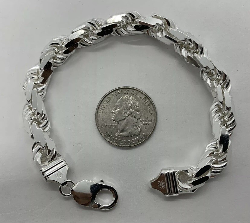 925 Sterling Silver Solid Handmade Rope Bracelet 7mm,8mm & 9mm in 8", 9 ...