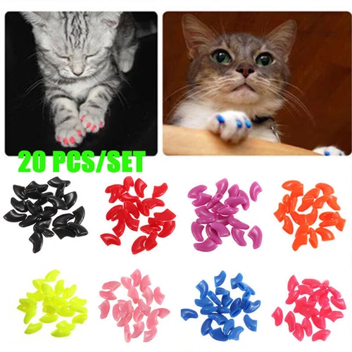20Pcs Pet Cat Soft Silicone Paws Control Cormes Coups Catten Catten ...