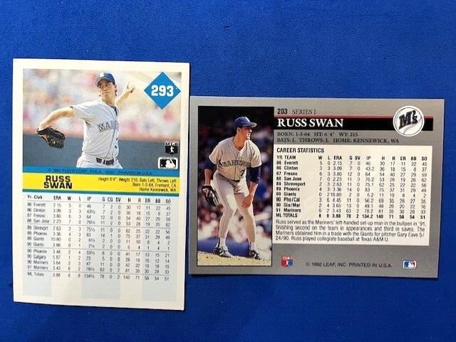 Russ Swan 1992 Fleer & 1992 Leaf Baseball - Mariners | eBay