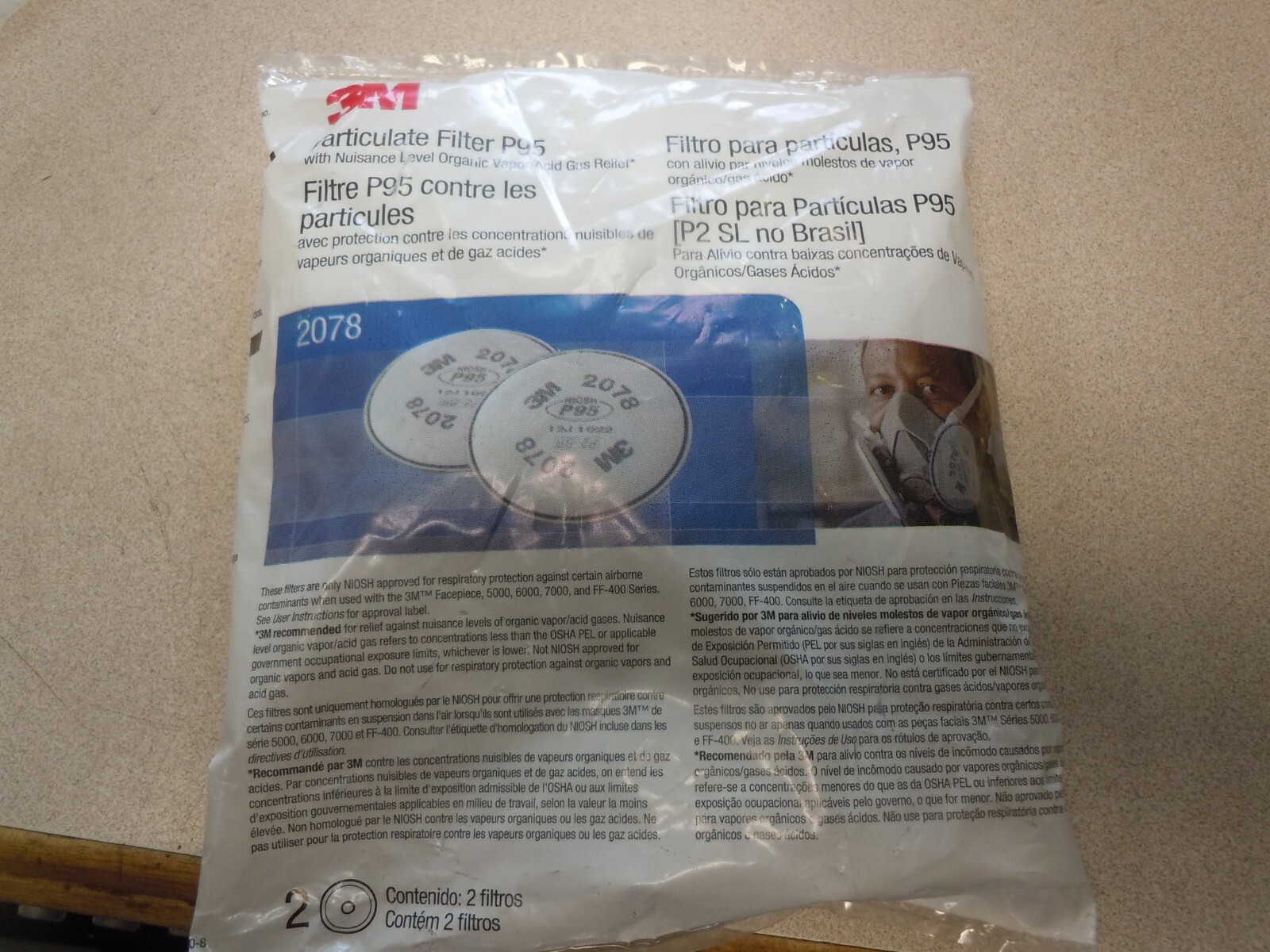 3M Particulate Filter 2078, P95, Nuisance Level Organic Vapor/Acid Gas ...