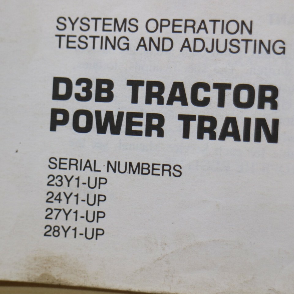 CATERPILLAR D3B Power Train Test Adjusting Service Manual CAT book shop ...