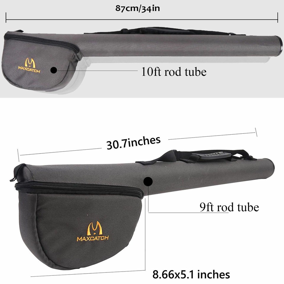 Maxcatch Fly fishing rod Tube with reel pouch Cordura rod case For 9ft ...
