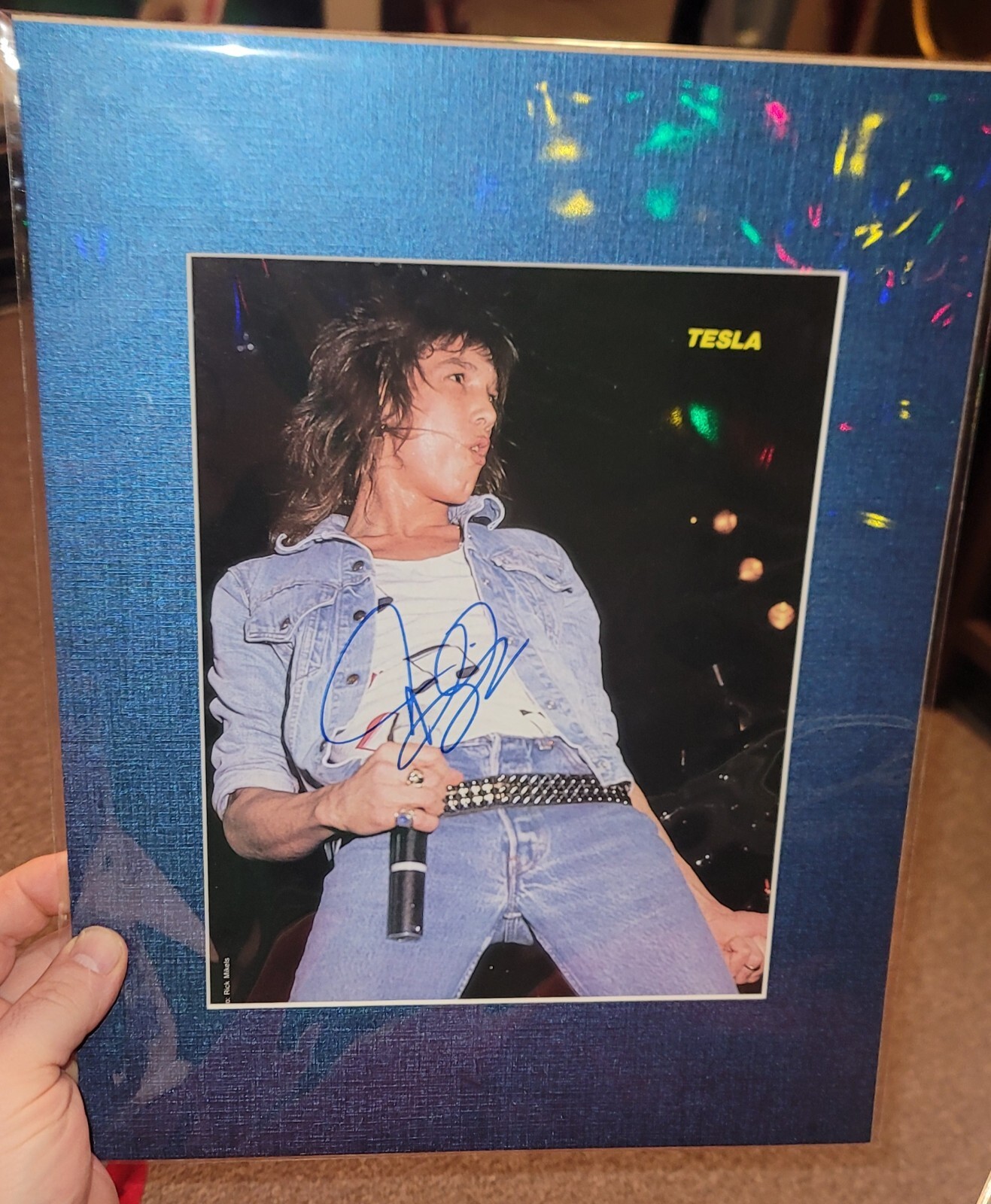 Jeff Keith Tesla Band hand signed Autographed 8x10 Photo 11x14 Mat Hair ...