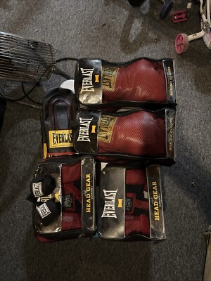 Everlast Boxing Gear Lot. 2 Sets Of 14oz Gloves, 2 Headgear, Wrist ...