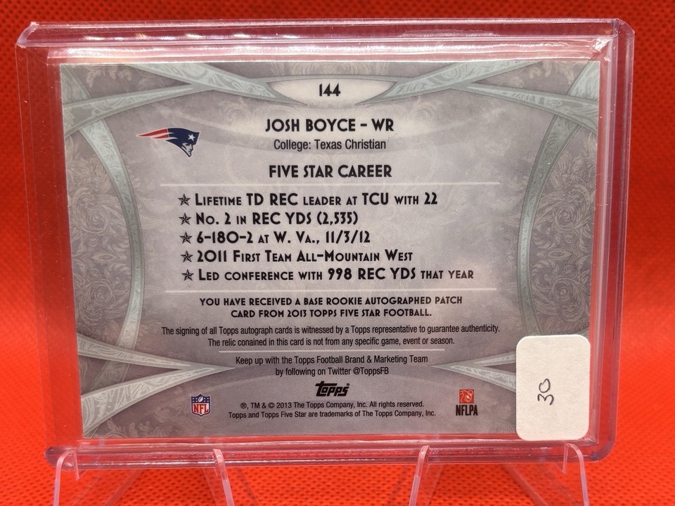 2013 Topps Five Star Rookie Auto Patch Josh Boyce 12/25 Platinum | eBay