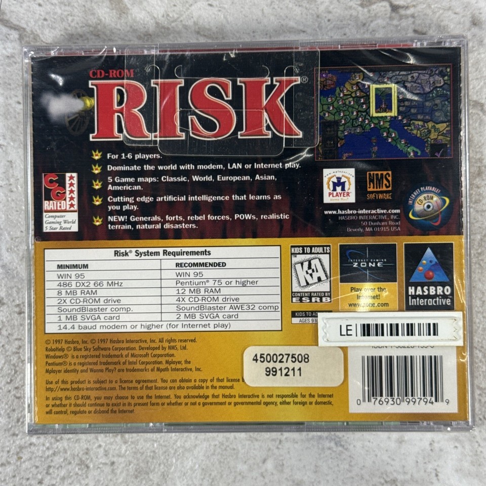 Risk CD-ROM Hasbro Interactive PC Win95 Board Game on Your Computer NEW ...