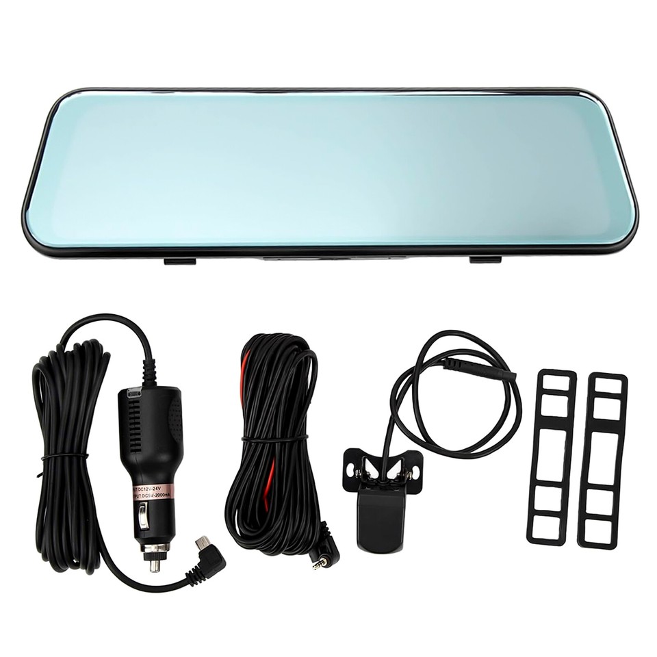 10" 1080P Dual Dash Cam Car DVR Rear View Mirror Camera Video Recorder ...