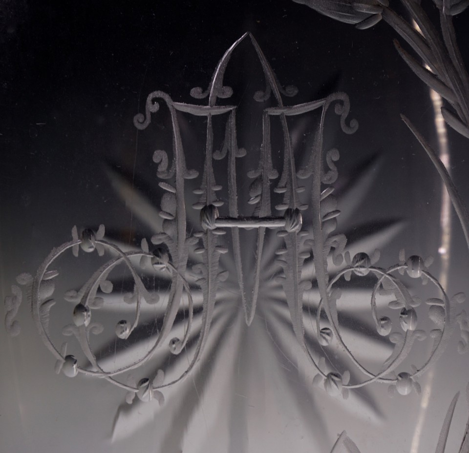 Antique MOSER Czech Finely Cut Bottle Monogrammed Smooth Ground Pontil ...