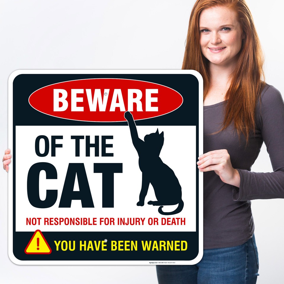Beware of Cat Sign, Funny Attack Cat Sign, | eBay
