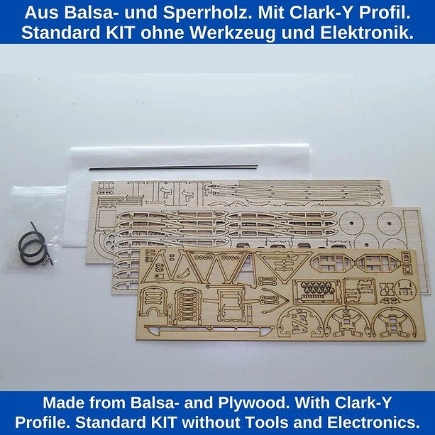 Fokker E.III Eindecker Slow Flyer Kit 450mm Balsa Wood Plane Kit Tony ...