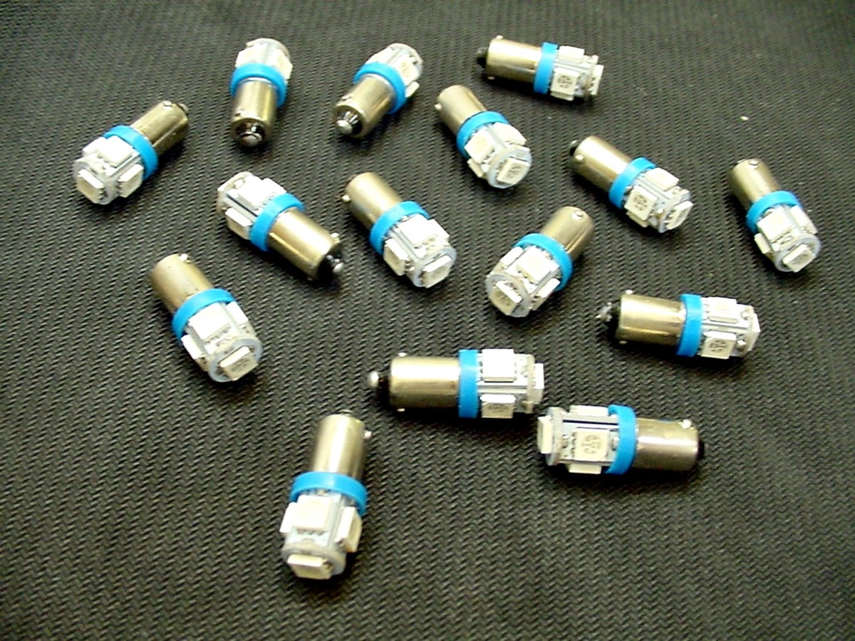 15 COOL Blue 5 LED Instrument Panel Dashboard Lights Bulbs BA9S 53 57 ...