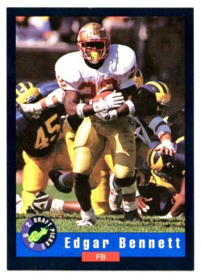 1992 Classic Draft Picks #20 Edgar Bennett Florida State Football Card ...
