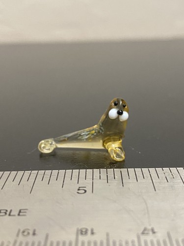 Tiny Hand Blown Glass Figurine Collectibles Handmade Miniature Tan ...