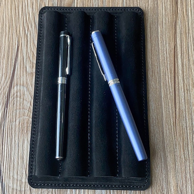 Cowhide 3 Slots Pens Tray Holder Display Pen Stand Desktop Organizer ...