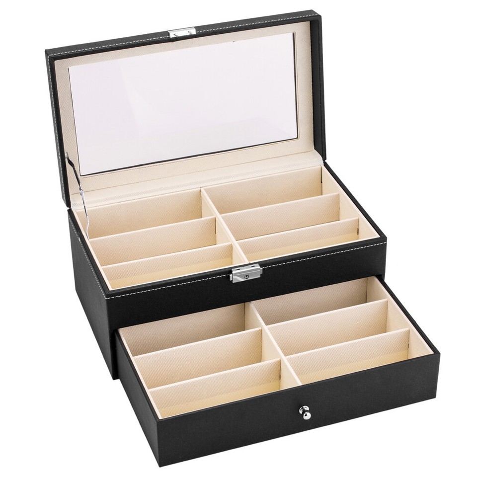 12Slots Sunglasses Leather Box Eyeglasses Eyewear Organizer Display ...