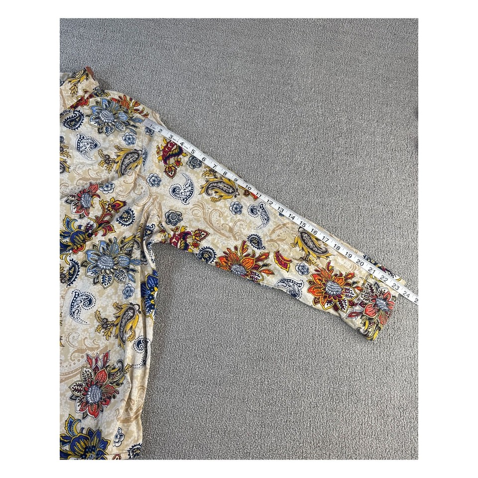 Catherines Blouse Womens Plus 2X Top Floral Paisley 100% Cotton Long ...