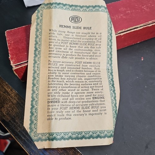 Vtg Frederick Post Versalog Hemmi Bamboo Slide Rule 1460 With Leather ...