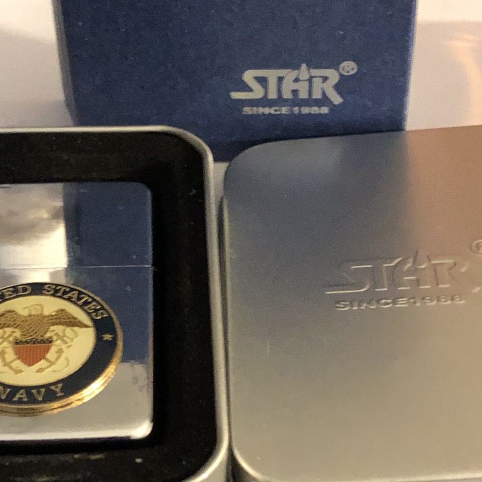 UNITED STATES NAVY SEAL STAR Windproof Lighter Chrome New In Gift Tin ...