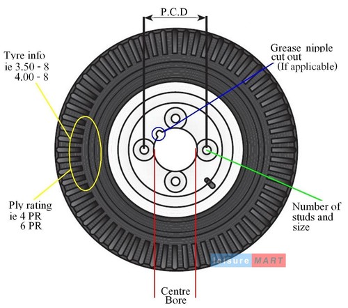 A Pair 400 x 8, 4.80 / 4.00 x 8 Inch Trailer Wheels and Tyres 6 Ply, 4 ...