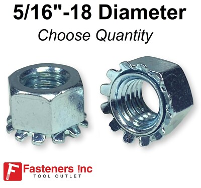 5/16"-18 K-Lock Hex Star Lock Nuts Keps Zinc Plated NC Thread External ...