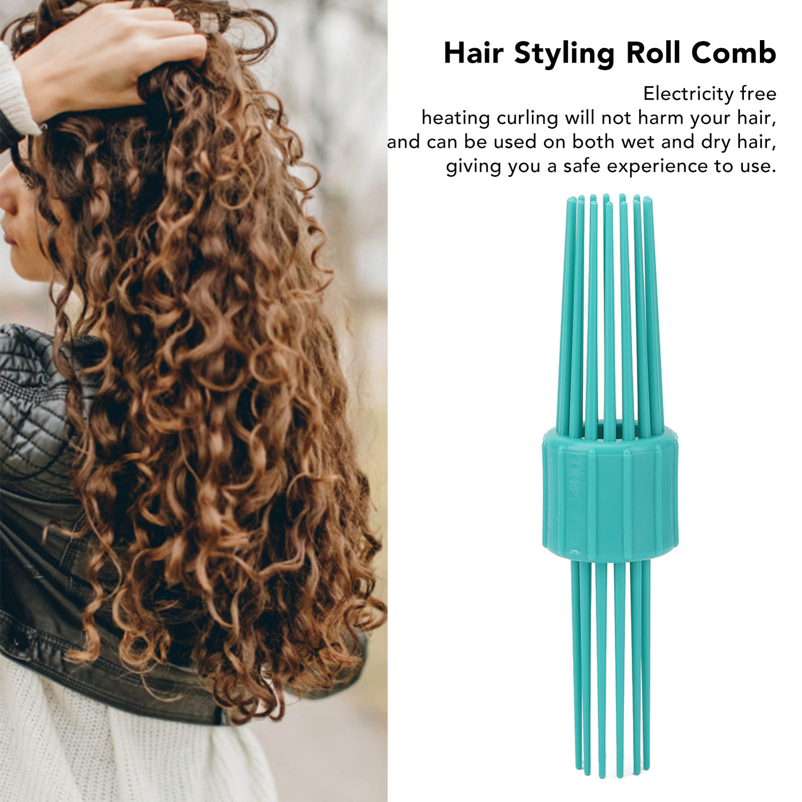 Slip Hair Curling Comb Safety Slip Resistant Multi Teeth Roll Hair Comb ...