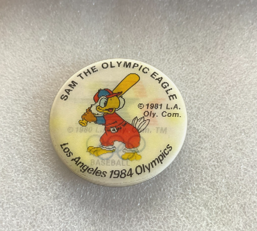 1984 Los Angeles Olympics Sam Baseball Pin Button Hologram | eBay