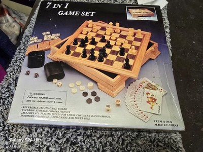 7 in 1 Game Set Vintage Wooden Box Double Sided Board | eBay