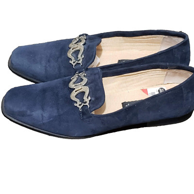 Kenneth Cole New York Blue Suede Women's Shoes Silver Chain Made in ...