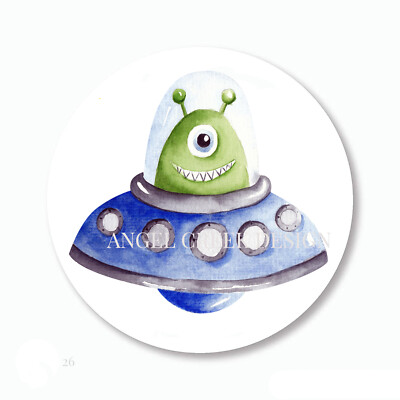 Alien Favors Spaceship Martian Outer Space UFO Scrapbook Stickers ...