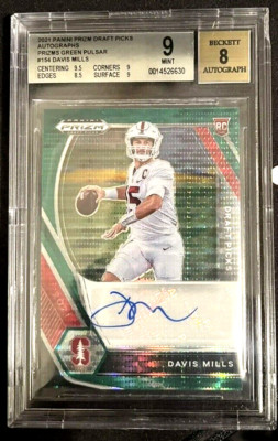 Davis Mills 2021 Panini Prizm Draft Picks Green Pulsar Auto SSP RC 25/ ...