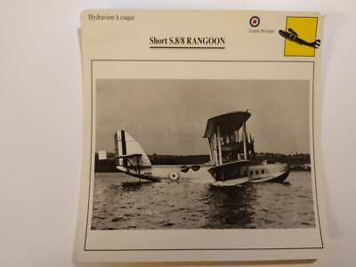 SHORT RANGOON HYDRAVION fiche aviation plane lobbycard carte avion | eBay