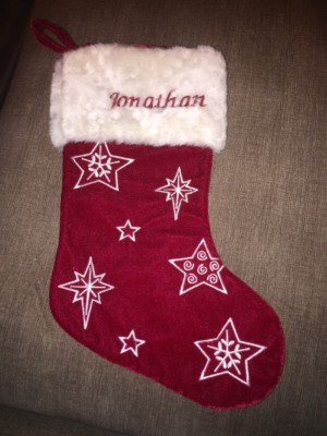 New Custom Jonathan Christmas Stocking Red Holiday Embroidered Stars | eBay
